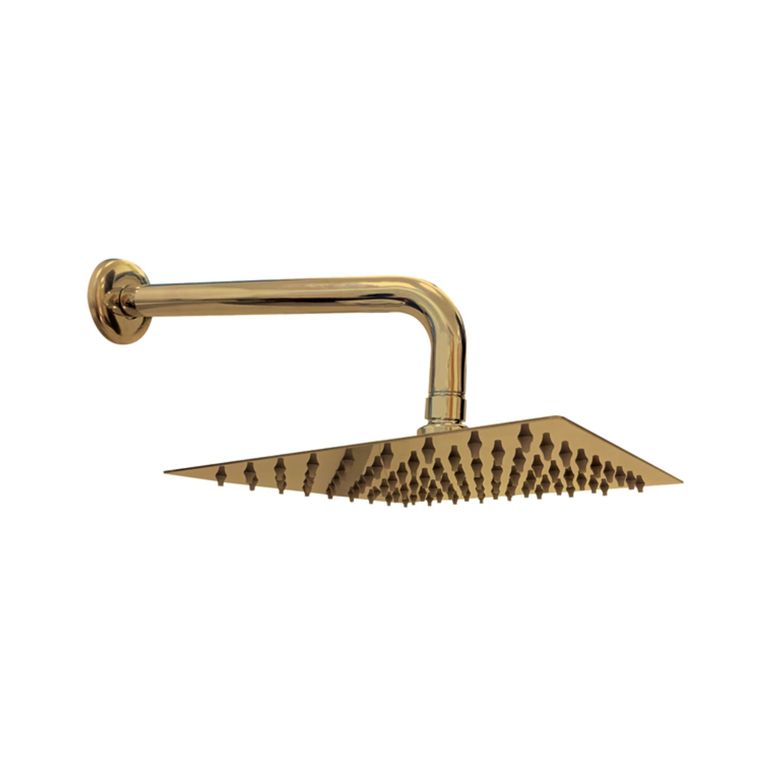 Regadera Slim Cuadrada 8" Oro Atacama Con Brazo De 30Cm STRETTO ...