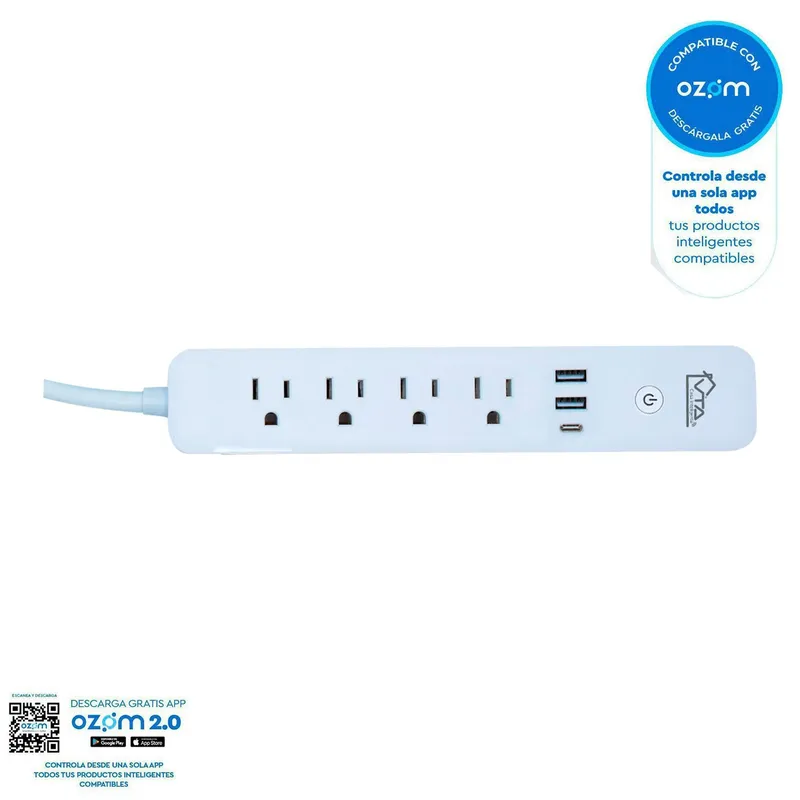 Multitoma Inteligente 3 Salidas Con 2 Puertos USB Y Puerto C VTA PLUS ...