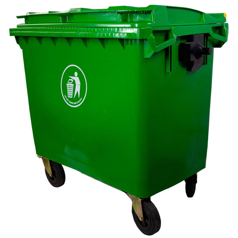Contenedor Con Ruedas Plástica 1100 Litros Verde Con Tapa GENERICO ...