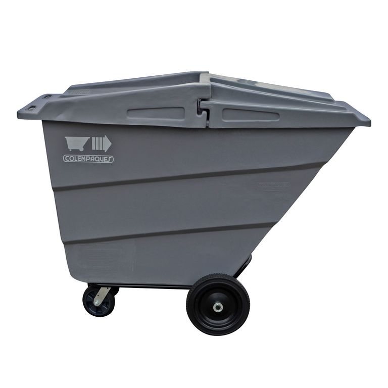 Contendor Con Ruedas Plástica 760L Gris Con Tapa Practiwagon ...