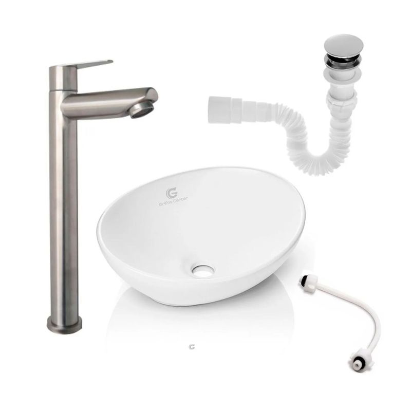 Kit Lavamanos Blanco+griferia Agua Fria Oro+push y Acople GRIFOS CENTER ...