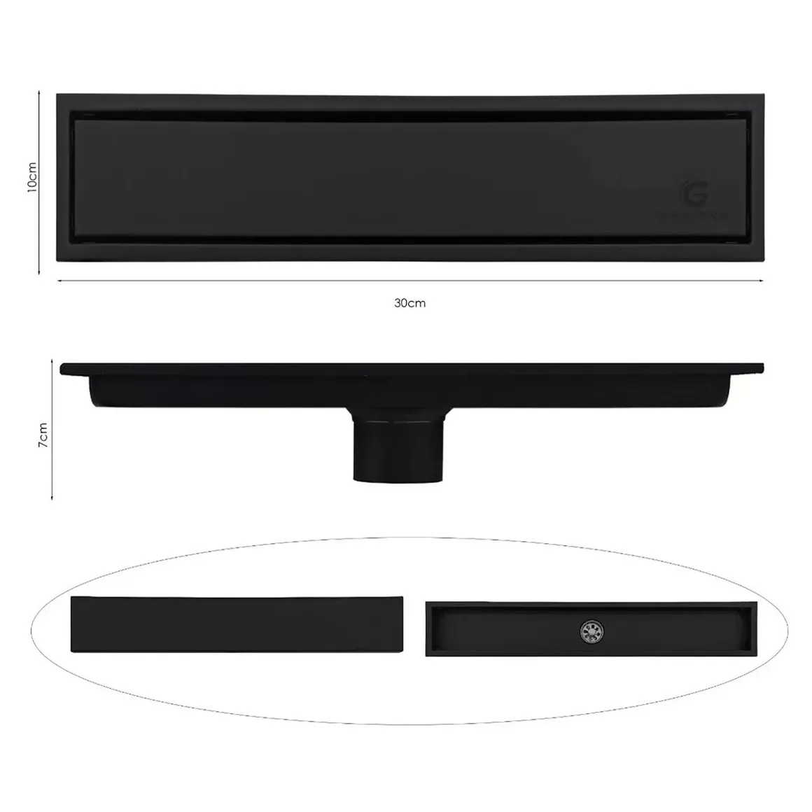 Rejilla de Piso Rectangular Invisible Negra de 30cm - Homecenter.com.co