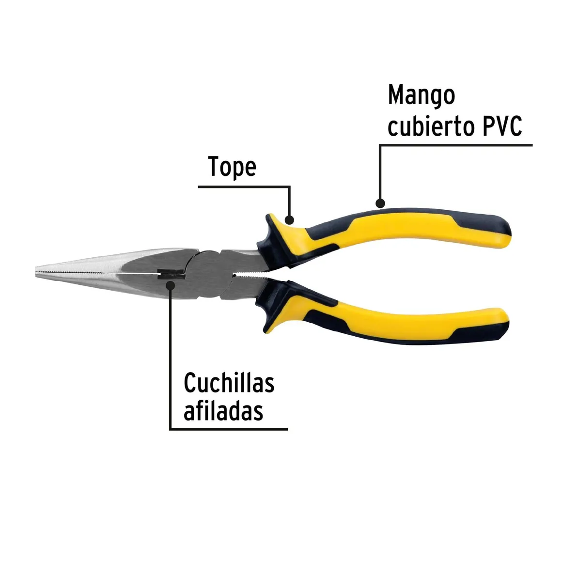 Alicate de Punta Larga de 8 Pulgadas Mango Comfort Grip Pretul ...