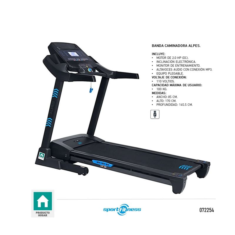 Caminadora Trotadora Eléctrica 2hp 18km Alpes Capacidad 100Kg ...