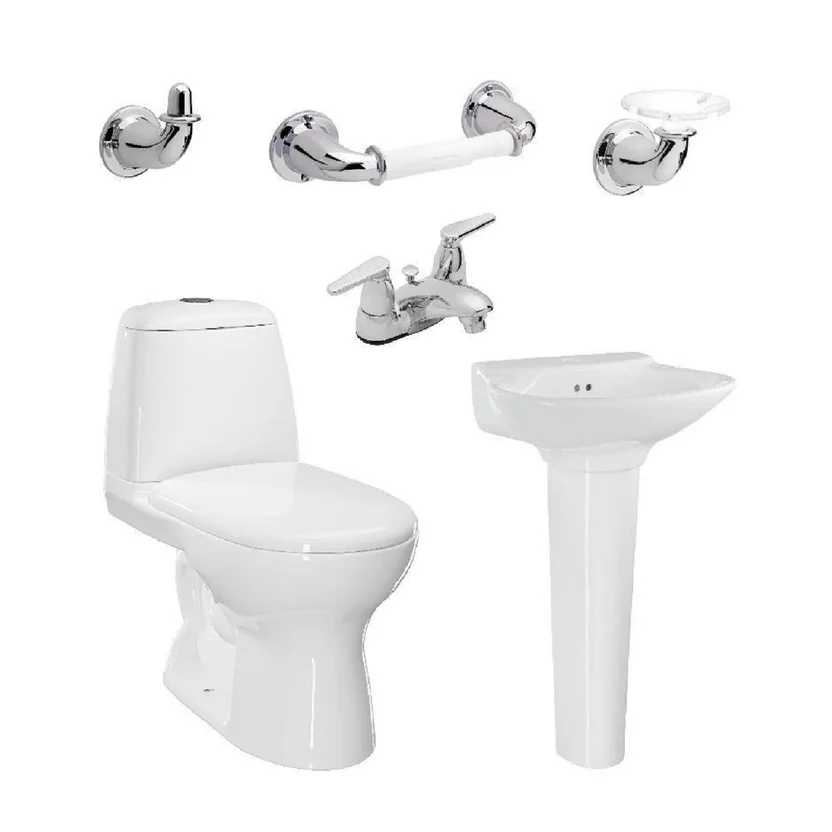 Combo Ecoclean : Sanitario Ecoclean Alongado De Dos Piezas + Lavamanos Avanti Con Pedestal ...