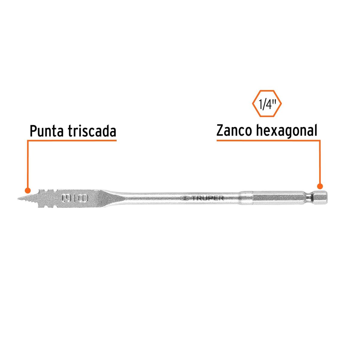Broca Espada para Madera de 3/8 pulgadas Zanco Hexagonal 1/4 pulgadas ...
