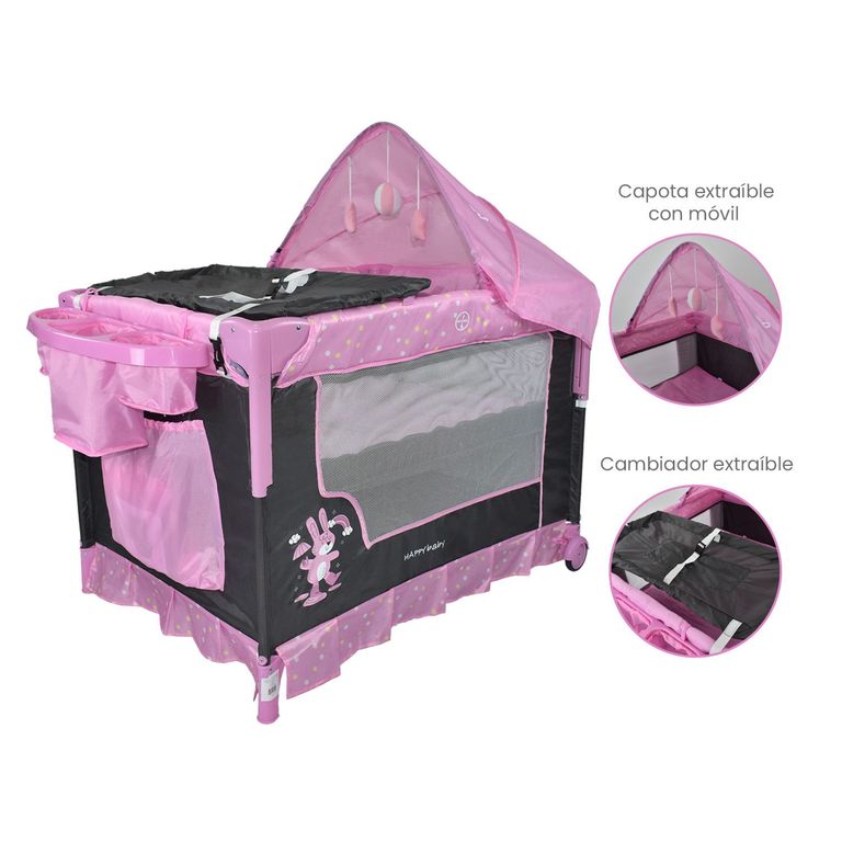 Cuna Colecho Bebé Happy Baby Silver Rosa HAPPY BABY | falabella.com