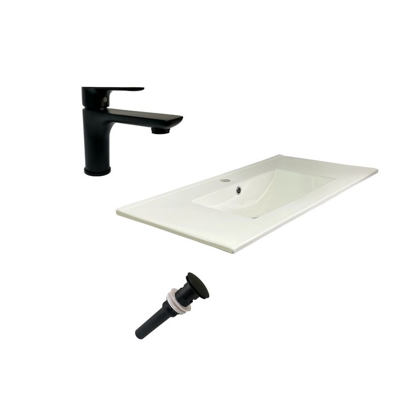 Kit Lavamanos incrustar Farzi 90x46+griferia mezclador elemt ng+desague ...