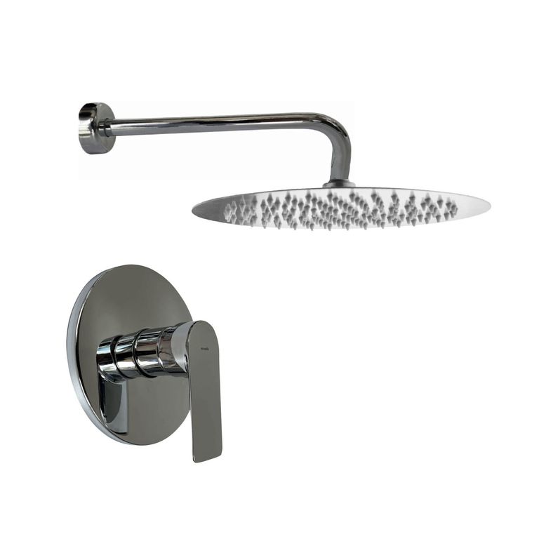 Griferia ducha monocontrol Element cr+brazo muro red+regadera Red 20 ...