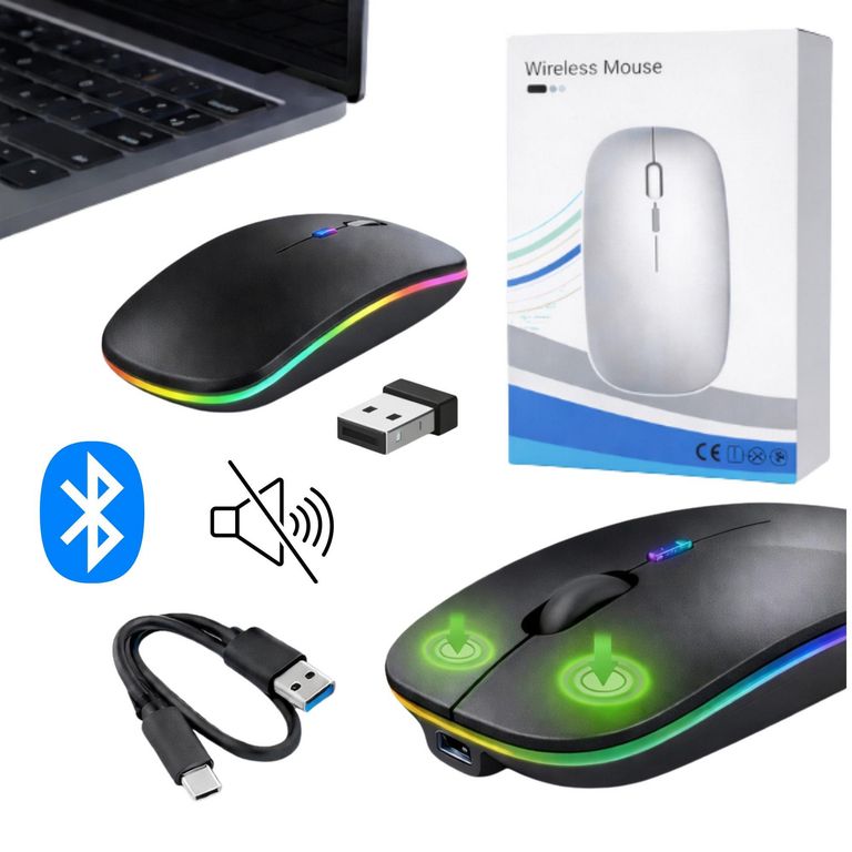 Mouse Ratón Recargable Inalámbrico y Bluetooth Led Gaming GENERICO ...