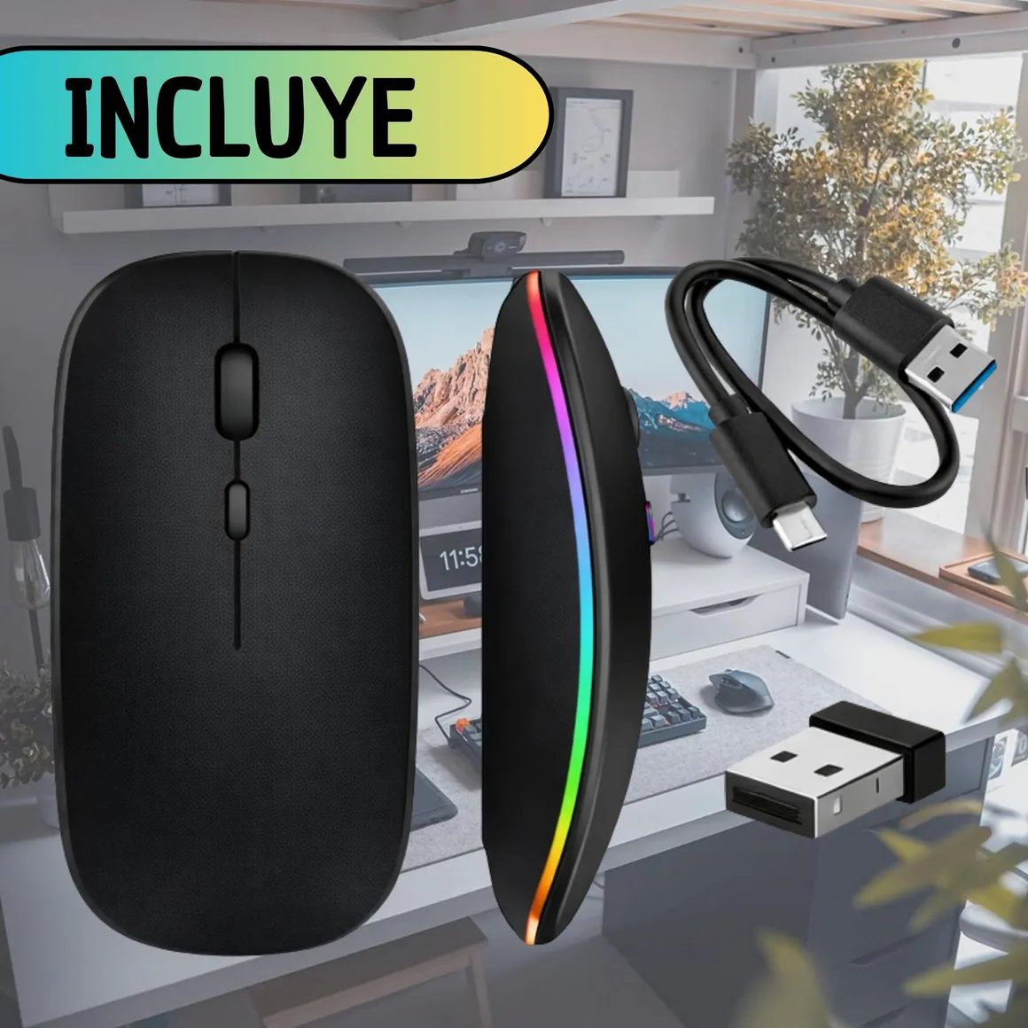 Mouse Ratón Recargable Inalámbrico y Bluetooth Led Gaming - Homecenter ...