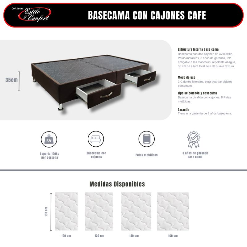 Basecama con Cajones Café de 160 ESTILO Y CONFORT | falabella.com