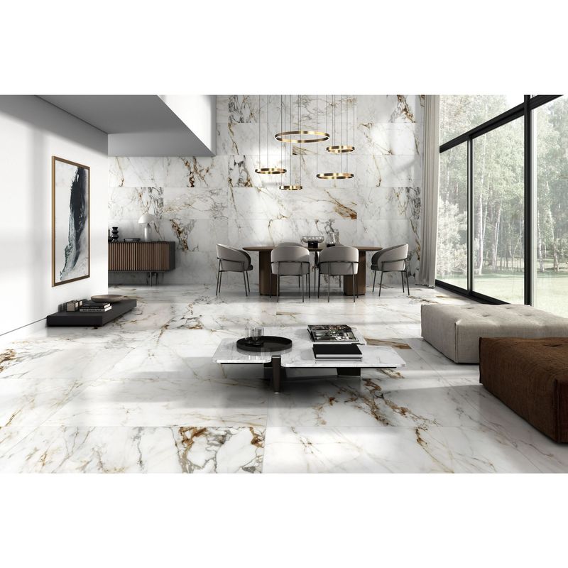 Porcelanato Esmaltado Messina Gold P 60X120 Cm Color Blanco C/1,44 Mt2 ...