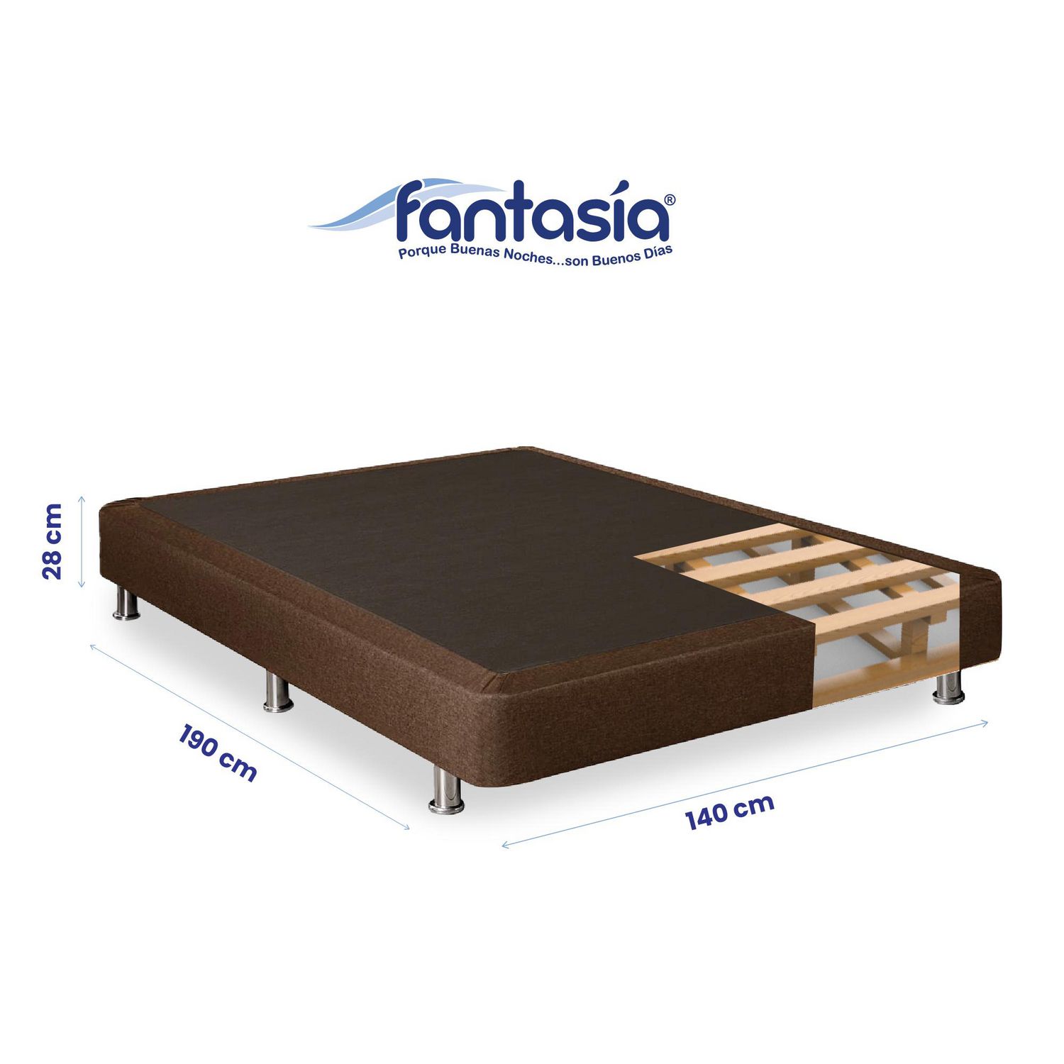 Base Cama Doble Pluss M2 140x190x28 Lino Café - Homecenter.com.co