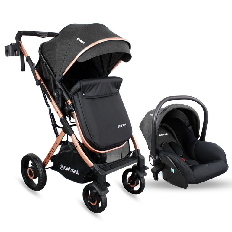 Coche para Bebé con Portabebe Travel System Gold Lx Negro Bebesit ...