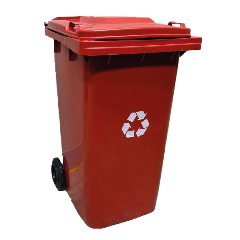 Contenedor de Basura Rojo de 120 Litros TRIPLE CLEAN | falabella.com