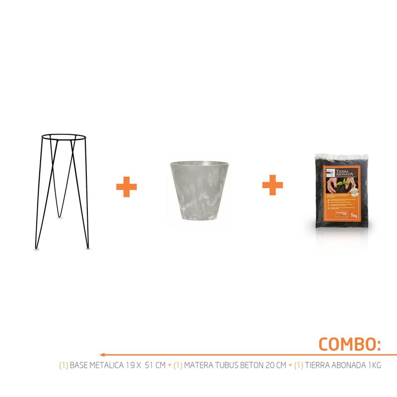 Combo Matera Tubus Beton 20 cm Concreto Con Base Verona 50 cm Con ...