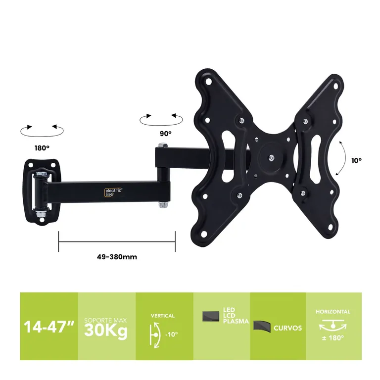 Soporte Doble Brazo TV 14-47 pulgadas Max 30 Kg ELECTRIC LINE | falabella.com