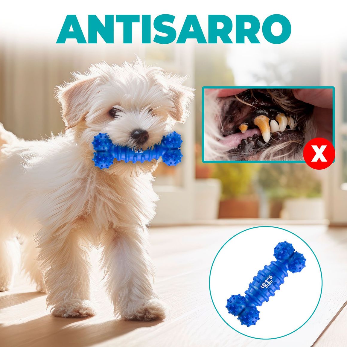 Hueso Goma Antisarro Perros Peq y Medianos Azul - Homecenter.com.co