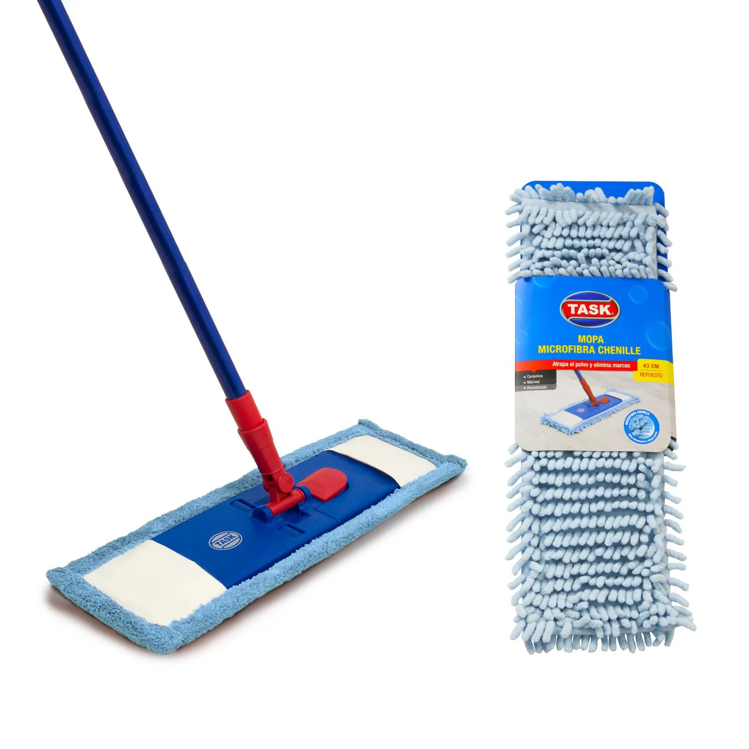 Mopa Plana Task Microfibra 43cm + Repuesto Mopa Chenille - Homecenter ...