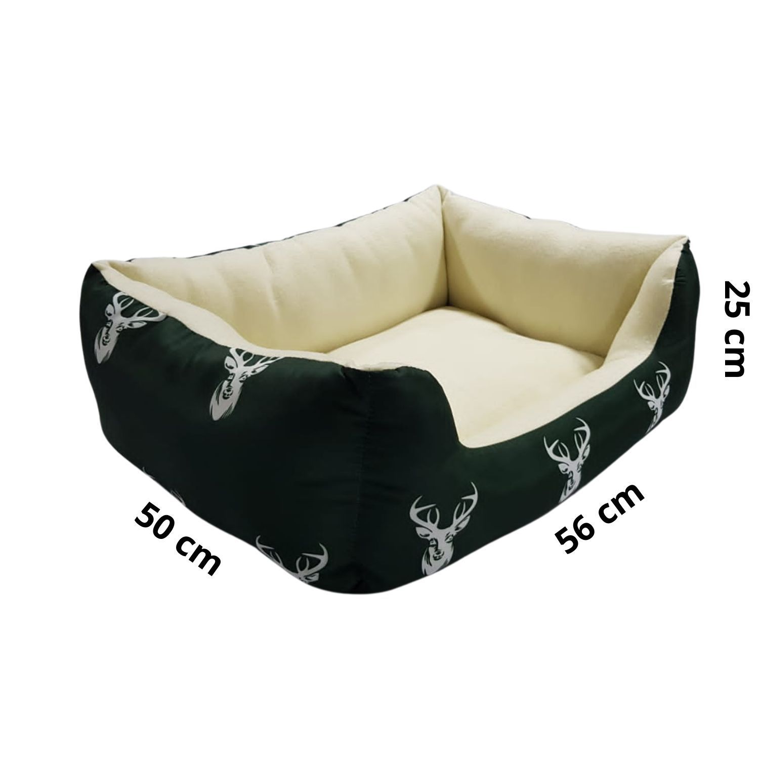 Cama Para Perro Rectangular Venado 56x50x25cm Pequeña Verde Border ...