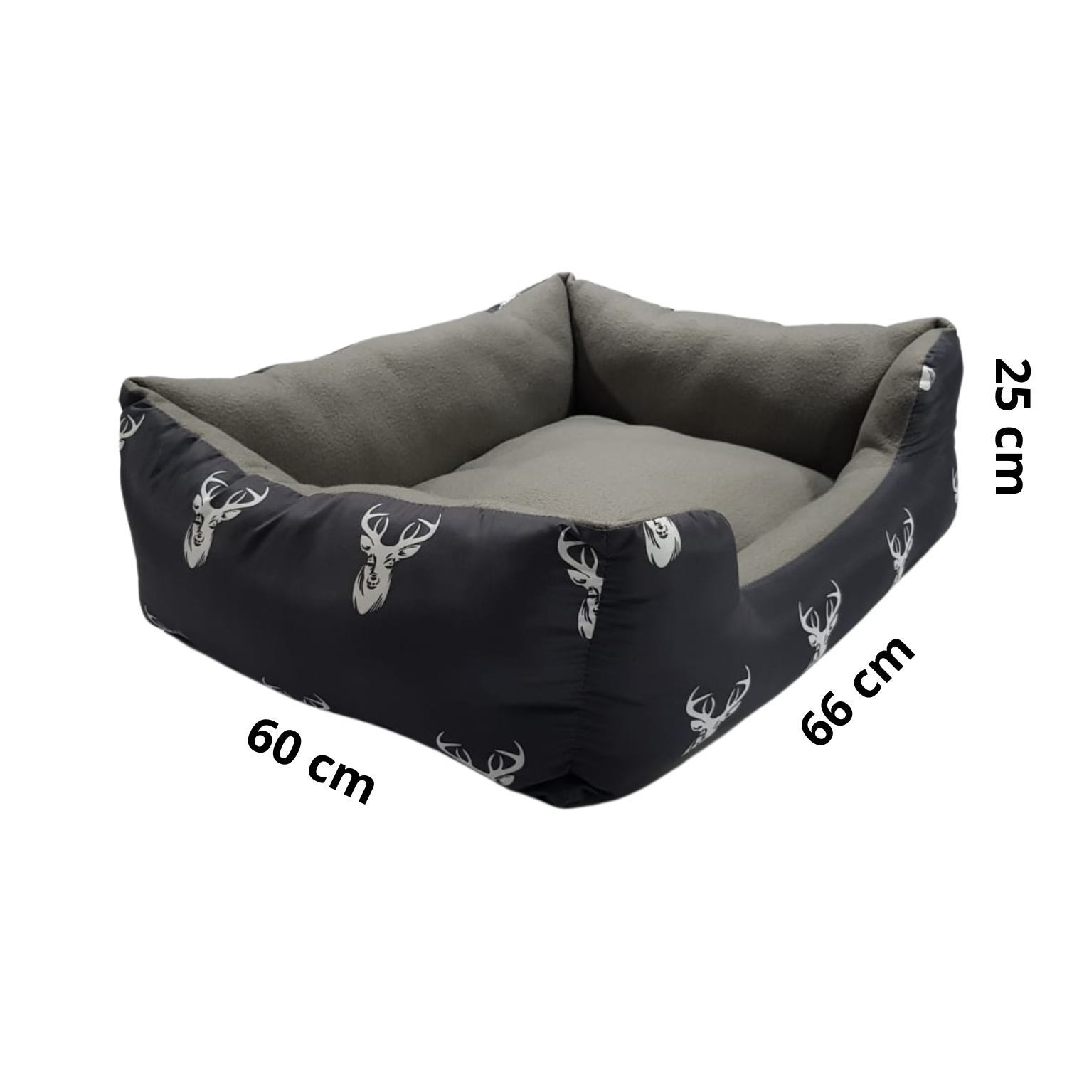 Cama Para Perro Rectangular Venado 66x60x25cm Mediana Gris Border ...