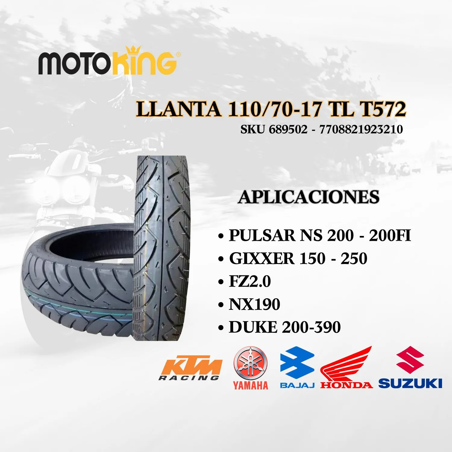 Llanta Moto 110/70-17 Tl T572 Motoking - Homecenter.com.co