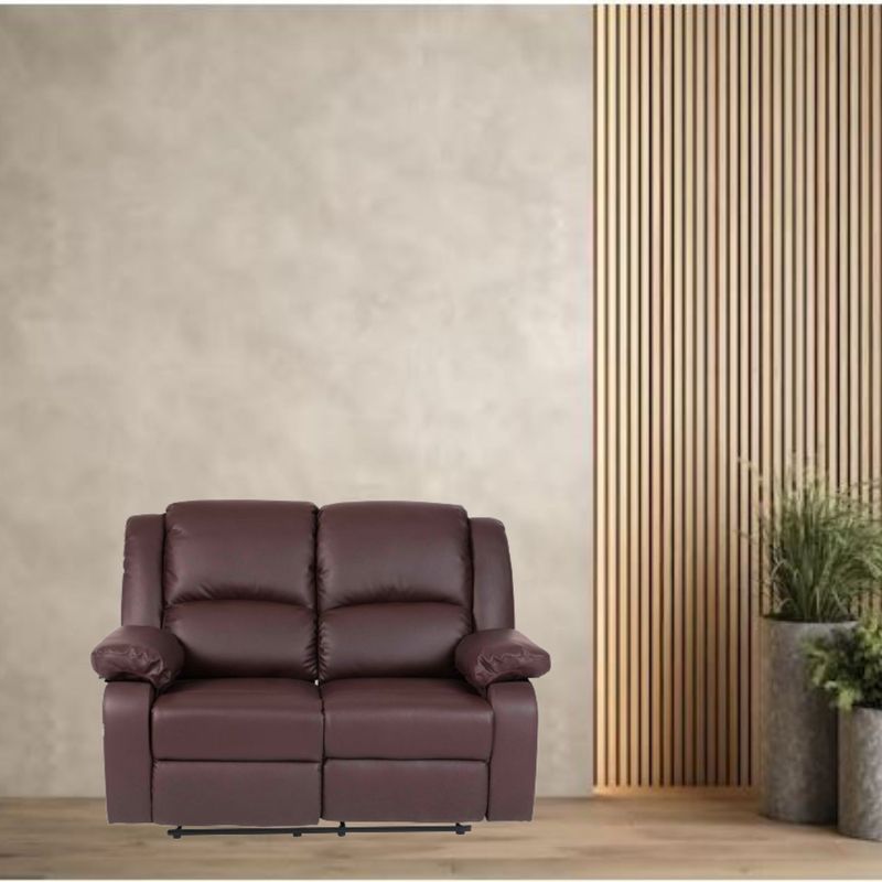 Sofá reclinable 2 Puestos Ecocuero Webb Café 95X140X90 Cm MUEBLES FIOTTI | falabella.com