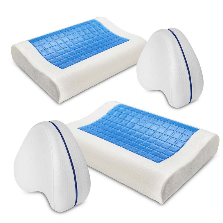 Set X4: 2 Almohadas Con Gel +2 Almohadas Ortopédica De Apoyo ENERGY ...