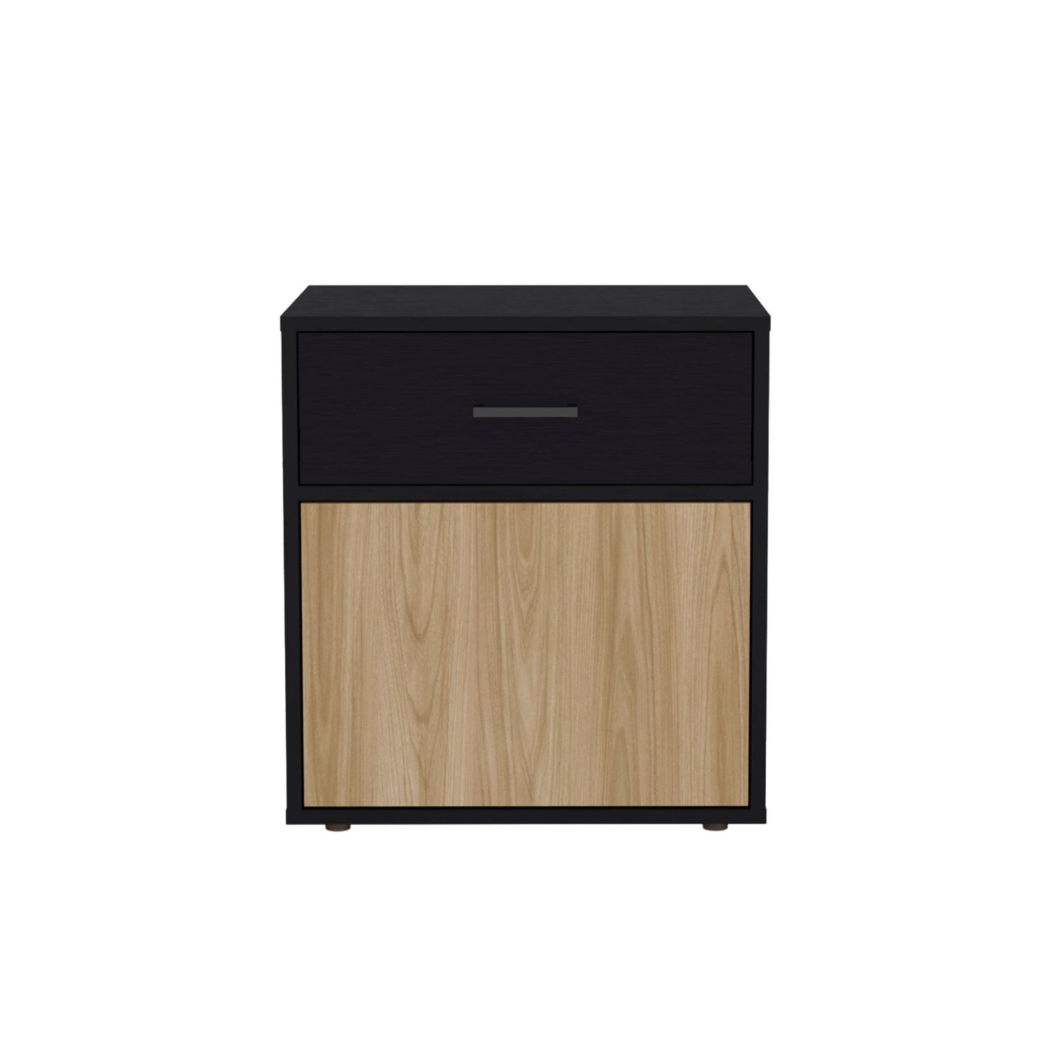 Mesa De Noche Grayson 1 Cajón 50x55x37,3 cm Negro Madera Natural Just ...
