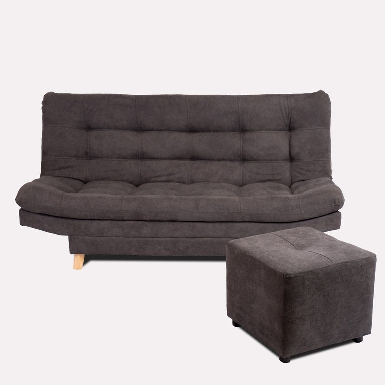 Sofá Cama Valencia Gris 3 Puestos 180X84X85 + Puff TODOTEJIDOS | falabella.com