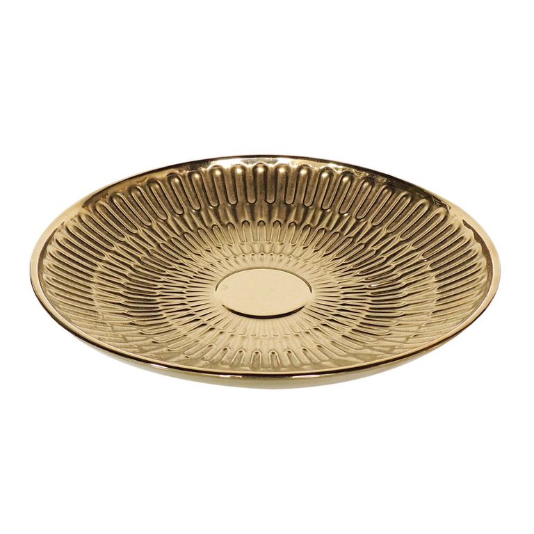 Centro De Mesa Texturizada Cerámica 30x5.5 Cm Oro Deluxe MARRES | falabella.com