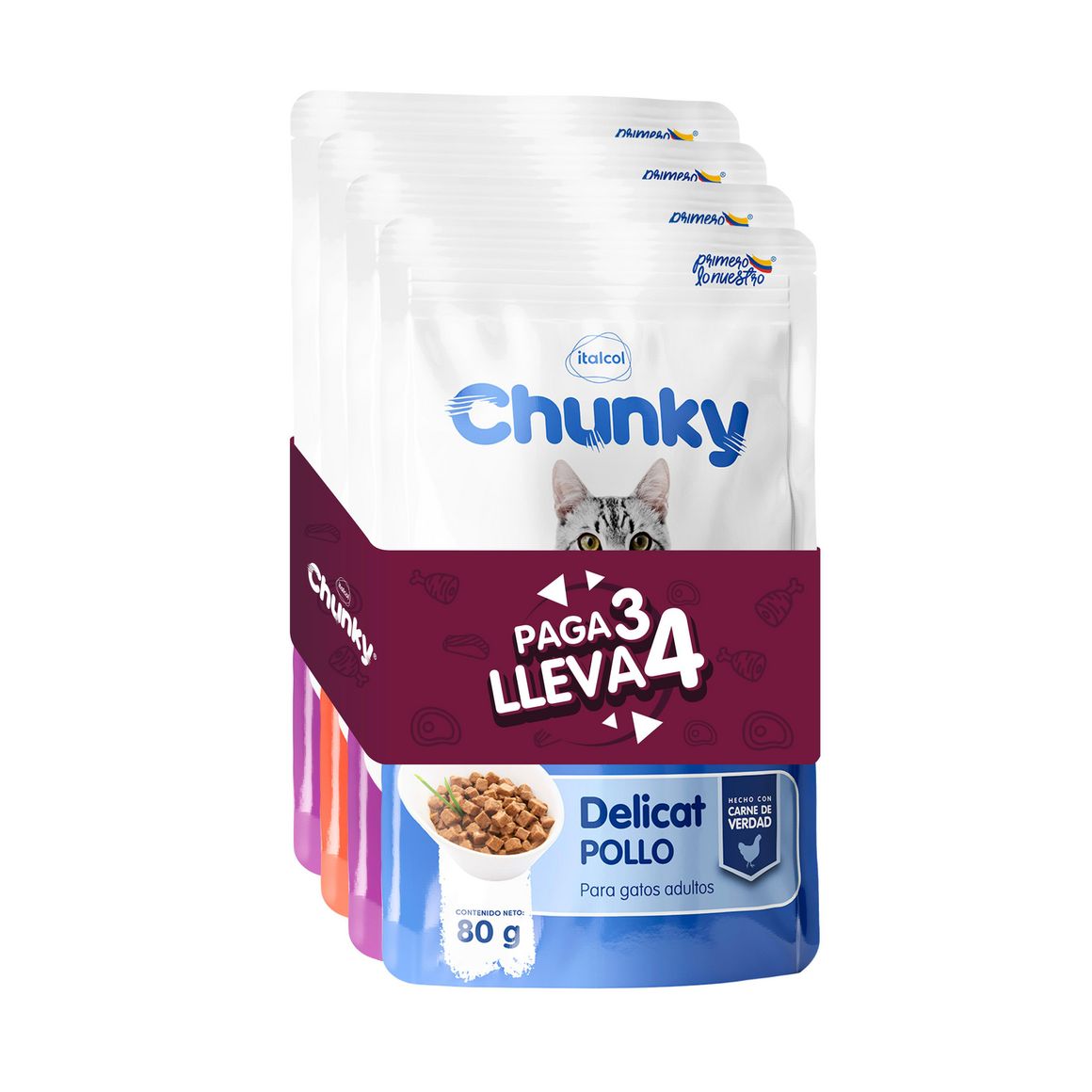 Comida Húmeda Chunky Deli Cat Pague 3 Lleve 4 Chunky - Homecenter.com.co