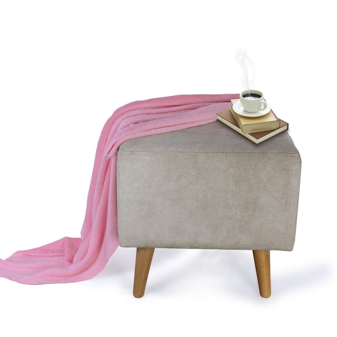 Puff Cubiq 4 Patas 40x40x40 cm Marfil - Homecenter.com.co