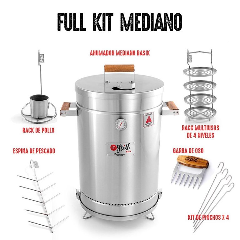 Barril Asador Acero Inoxidable Mediano 69X42.5 Cm Combo IN GRILL ...