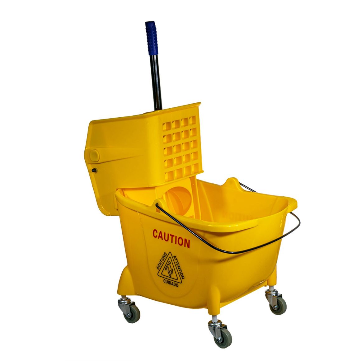 Balde Con Escurridor y Ruedas 24 Litros Amarillo - Homecenter.com.co