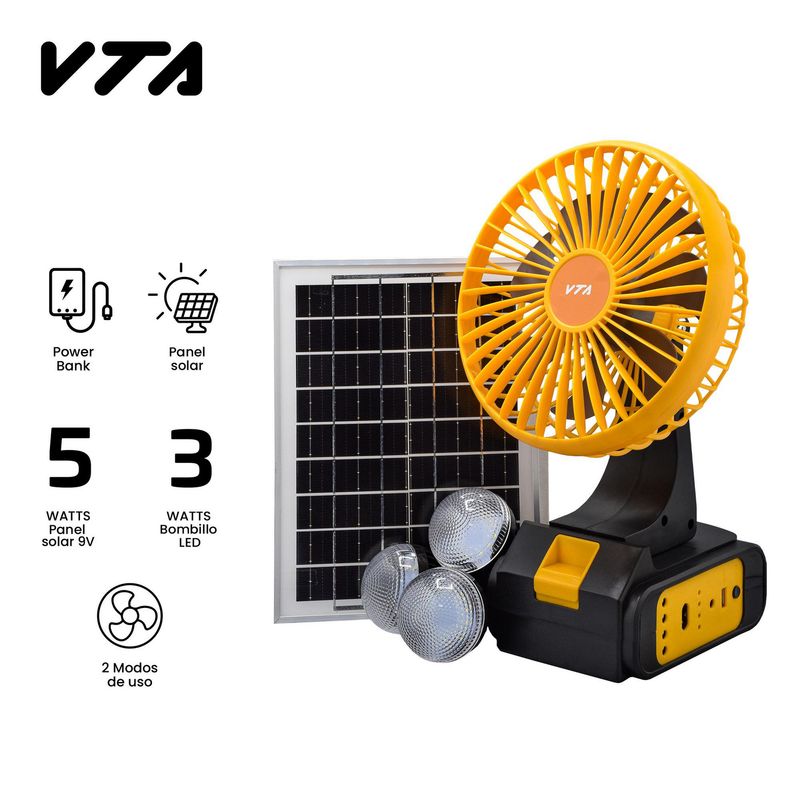 Kit Solar 5 En 1 Con Ventilador Bombillos Y Cable VTA PLUS | falabella.com