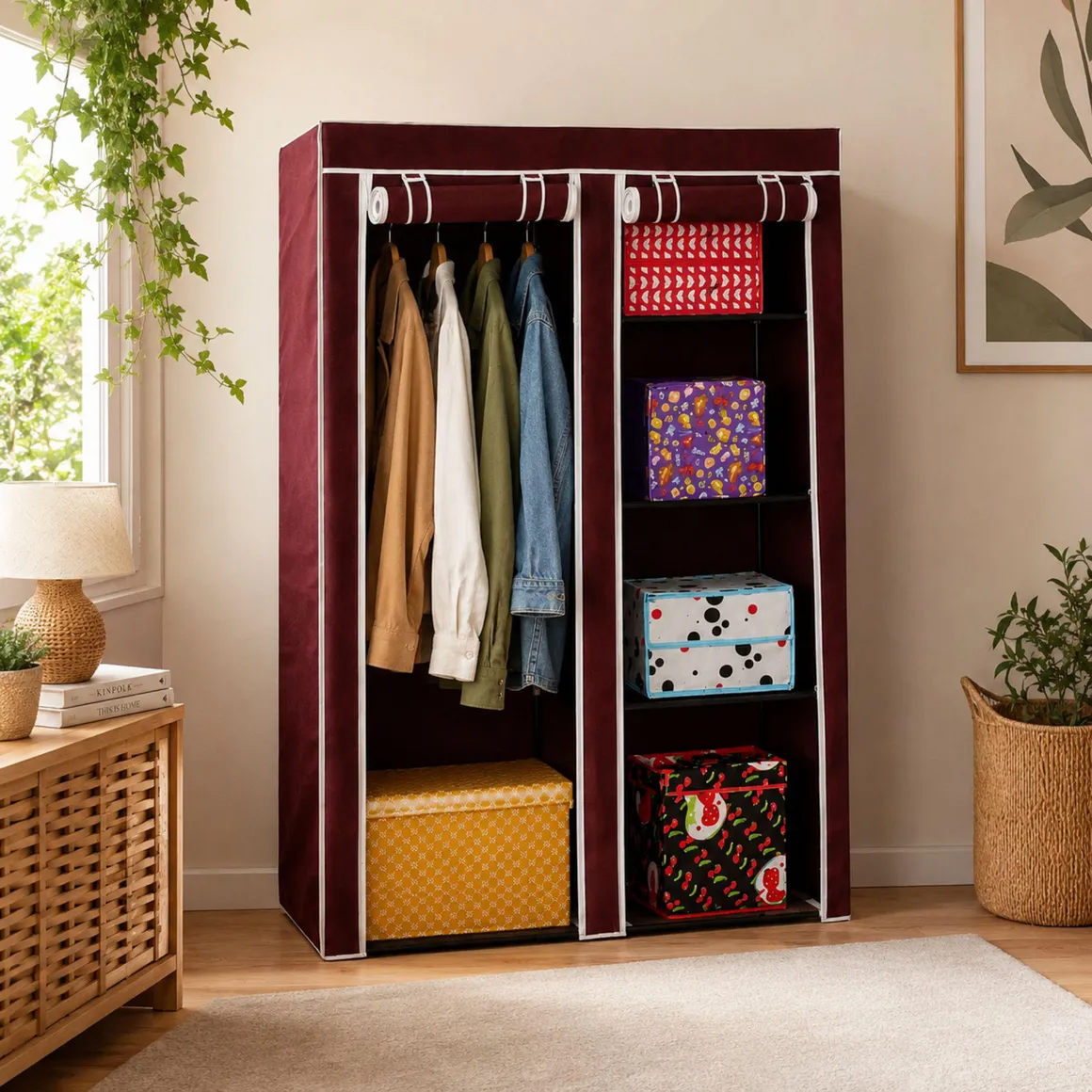 Closet Armario Desarmable 2 Espacios Portatil Color Café - Homecenter ...