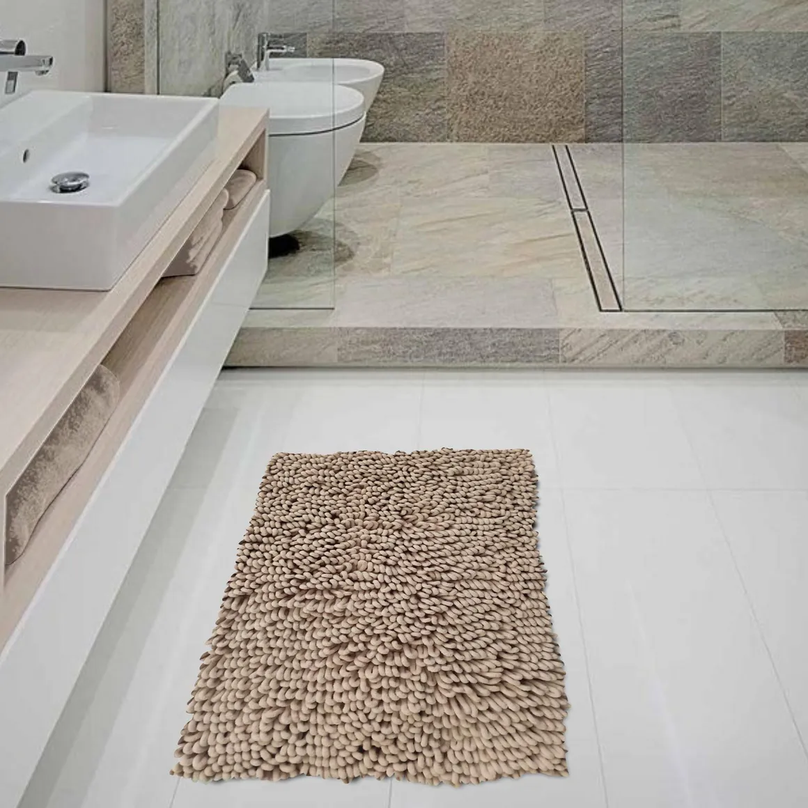 Tapete De Baño Loop Soft 40X60 Cm Beige - Homecenter.com.co