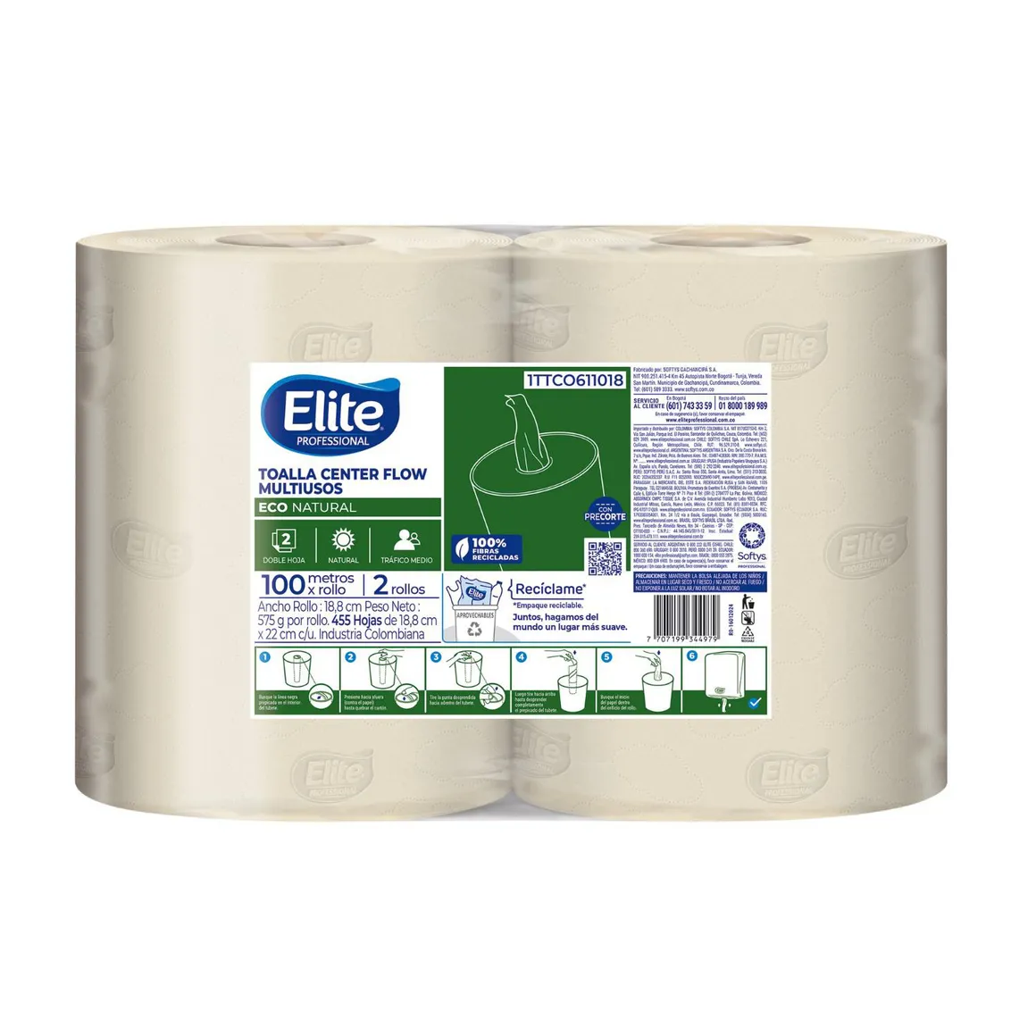 Toalla Manos Doble Hoja Rollo Natural 100m 2 Rollos - Homecenter.com.co