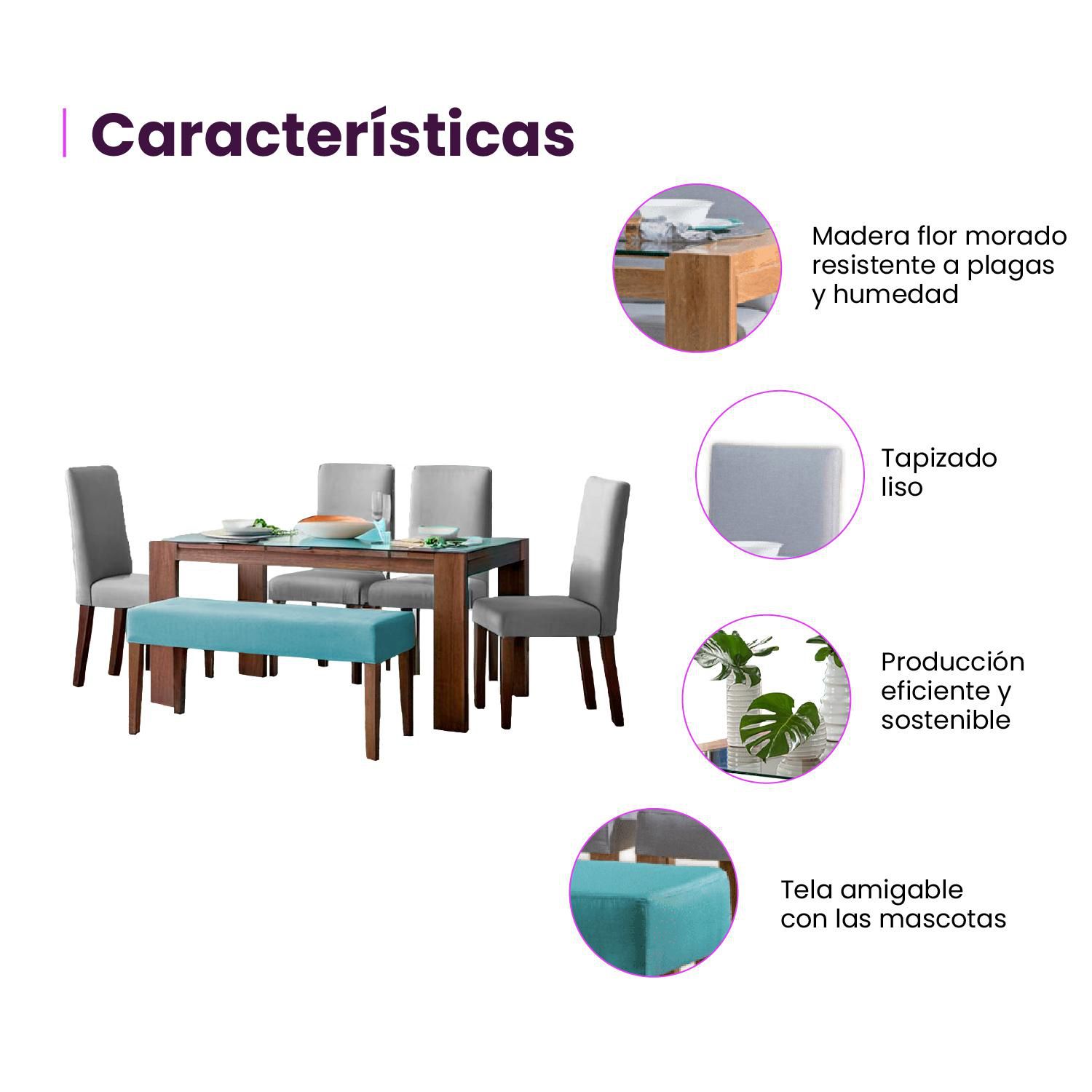 Juego de comedor 6 puestos parís - Homecenter.com.co