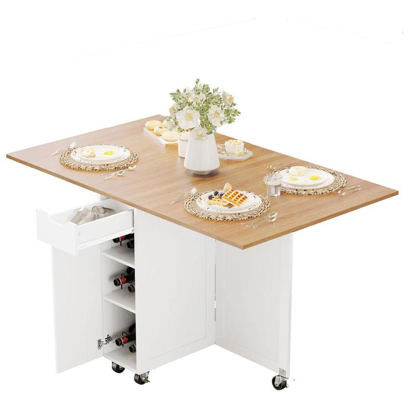 Mesa de Comedor Plegable con Ruedas y Estantes | falabella.com