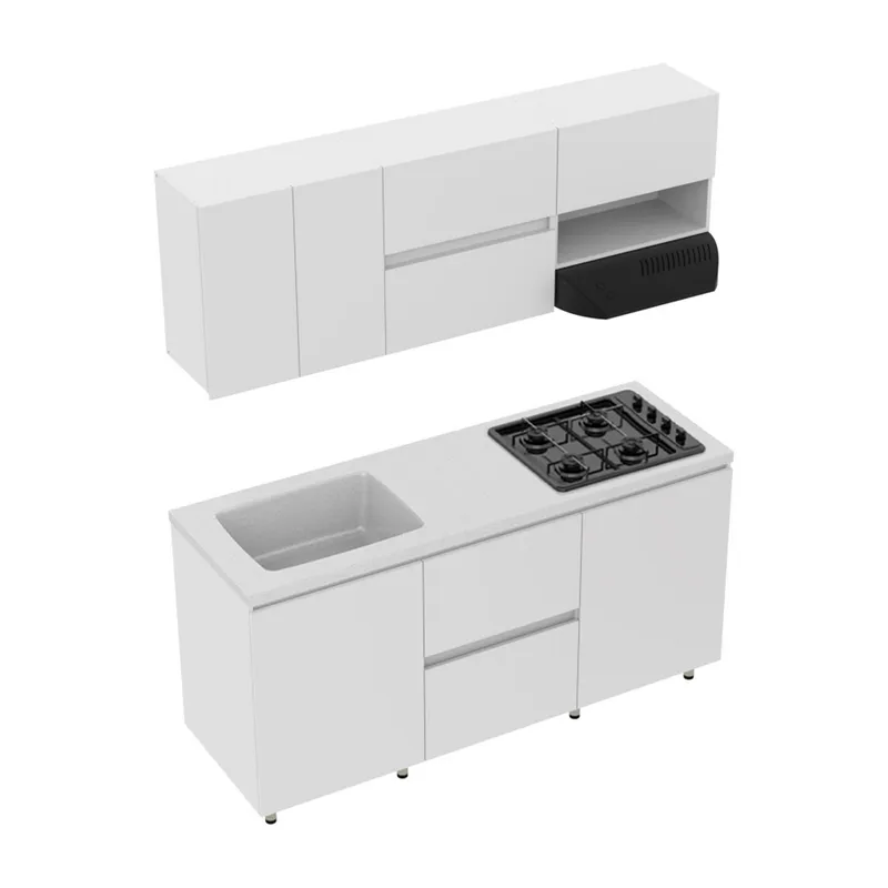 Cocina Integral Zafiro 180X60 Con Mesón Lavaplatos Granito Perla Y ...