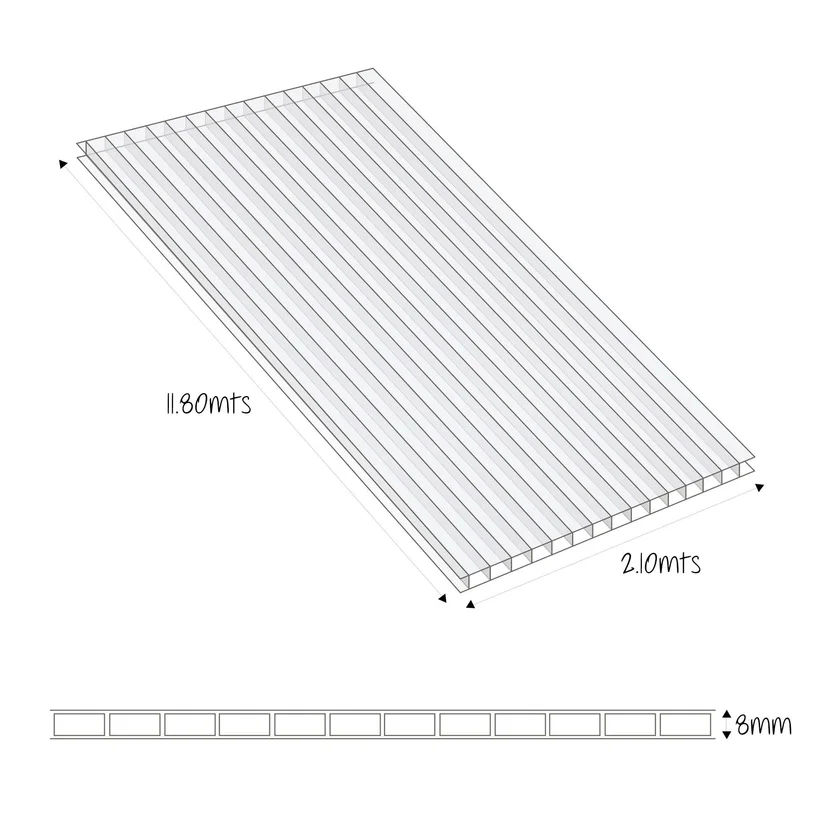 Lámina Alveolar 8 mm 11.80 x 2.10 m Cristal Polygal - Homecenter.com.co