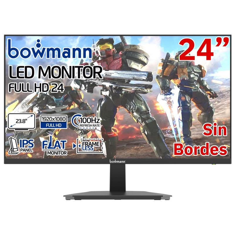 Monitor 24' Led Fhd Ips 100hz Pantalla Gamer Slim Sin Bordes BOWMANN ...