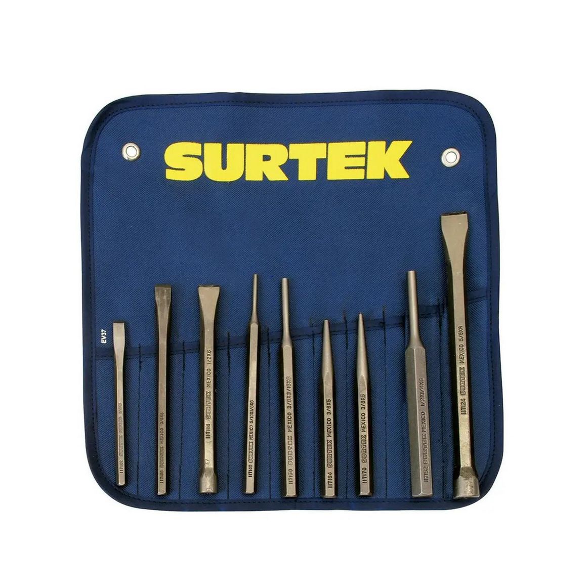 Juego de Cinceles Puntos y Botadores 9 Piezas Surtek con Estuche ...