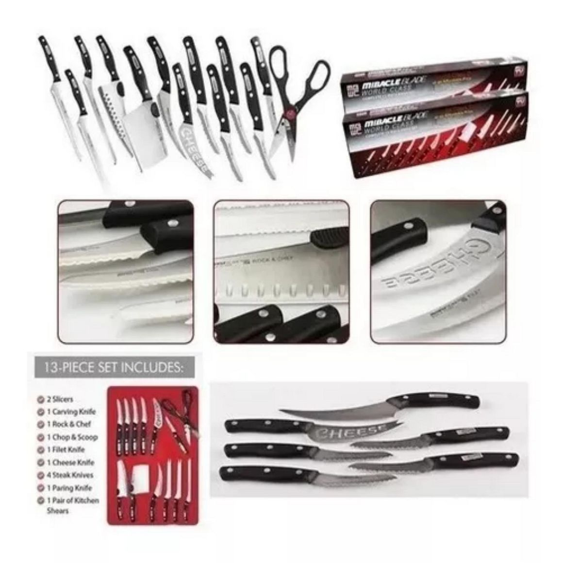 Set de Cuchillos Profesionales x 13 Piezas Negro - Homecenter.com.co