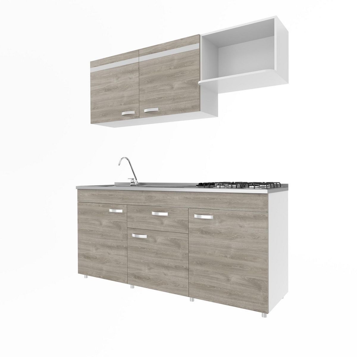 Cocina Integral Plaka Austral 1.80 Metros Incluye Mesón Poceta Derecha ...