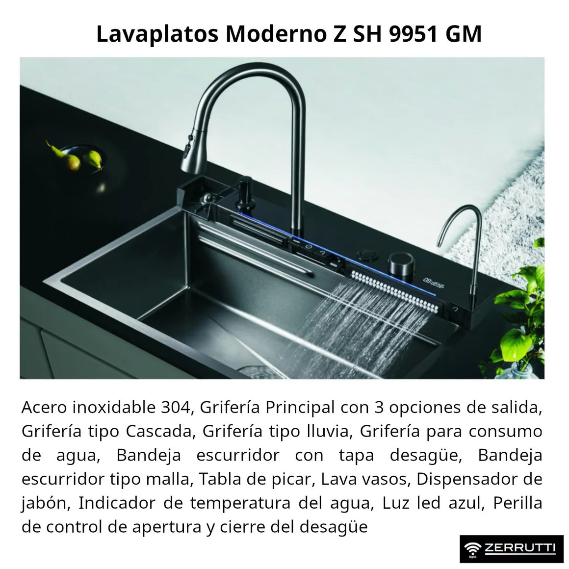 Lavaplatos Moderno Gris. En Acero Inoxidable Con 2 Griferías. 2 ...