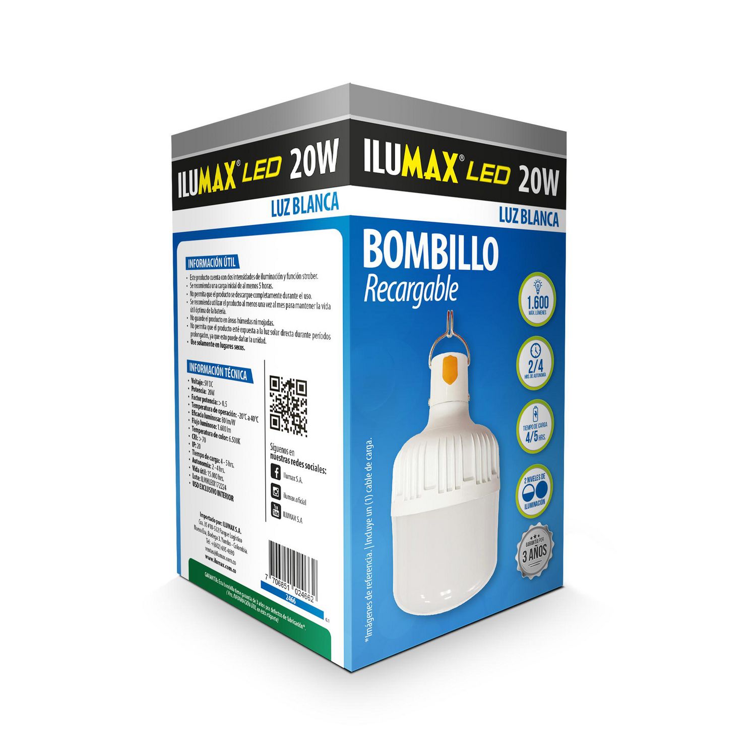 Bombillo Led Recargable 20w Luz Fría Certificado - Homecenter.com.co